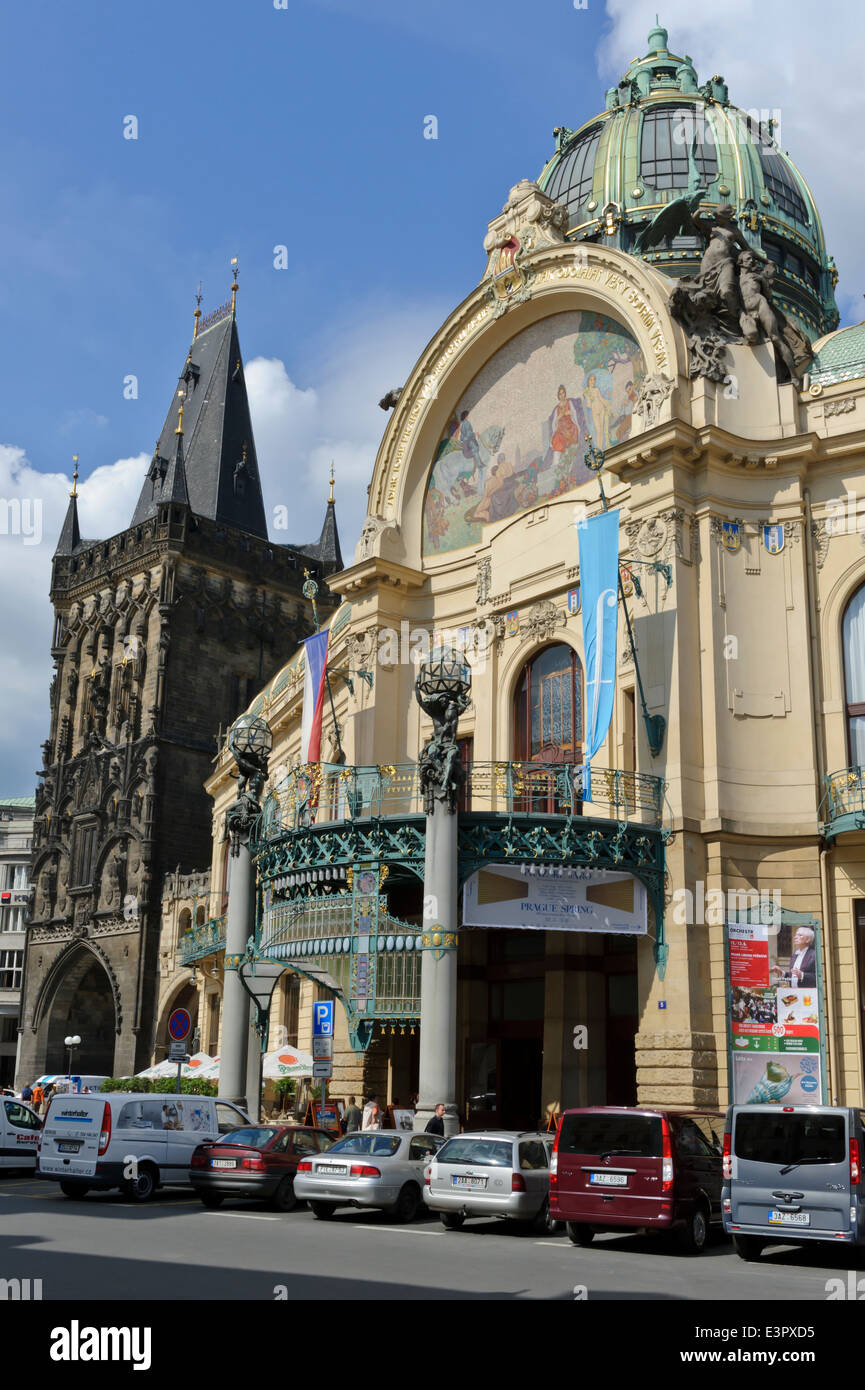 The Municipal House, one of Prague iconic buildings, Czech Republic ...
