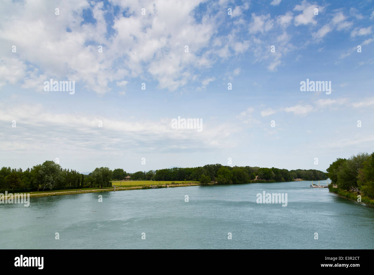 View over the River Rhone from the famous Bridge in Avignon, Provence ...