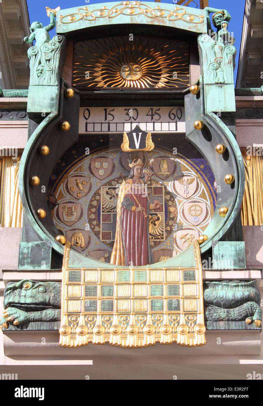 Detailed view of Anker clock, the astronomical clock in Art Nouveau ...