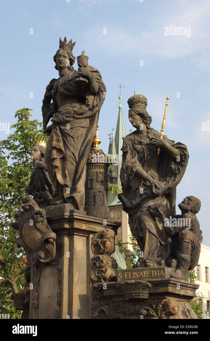 St. Barbara, St. Margaret and St. Elizabeth statue in Charles Bridge ...