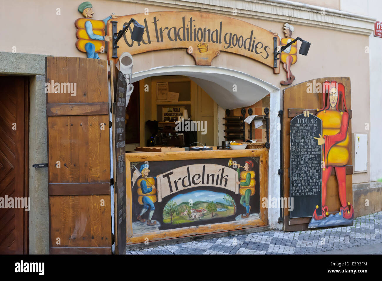 A traditional Czech shop selling sweet bread, Prague, Czech Republic ...