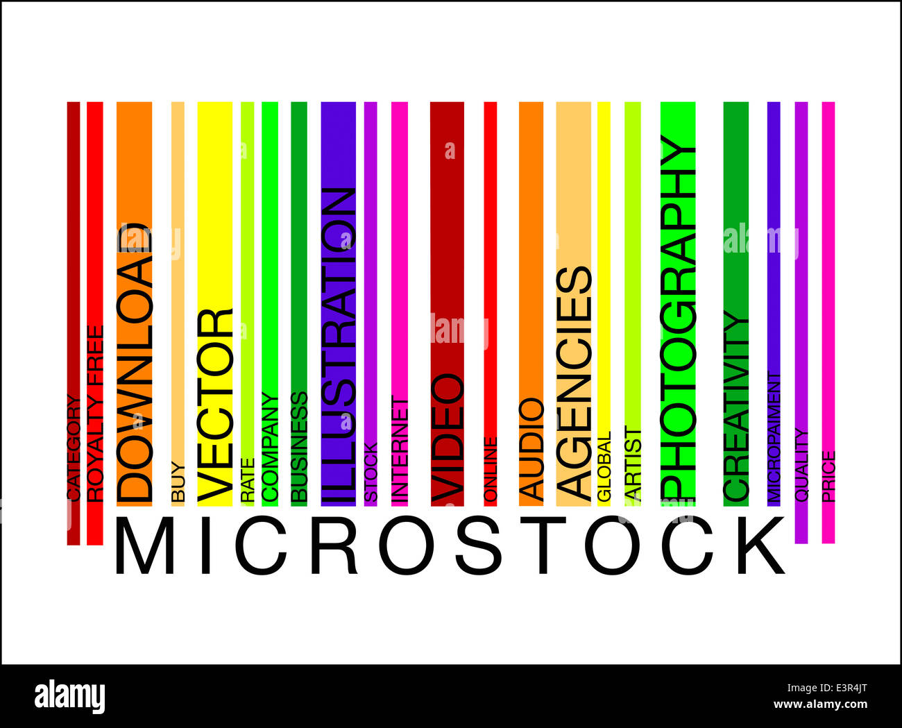 MICROSTOCK word concept in barcode with supporting words, modern ...