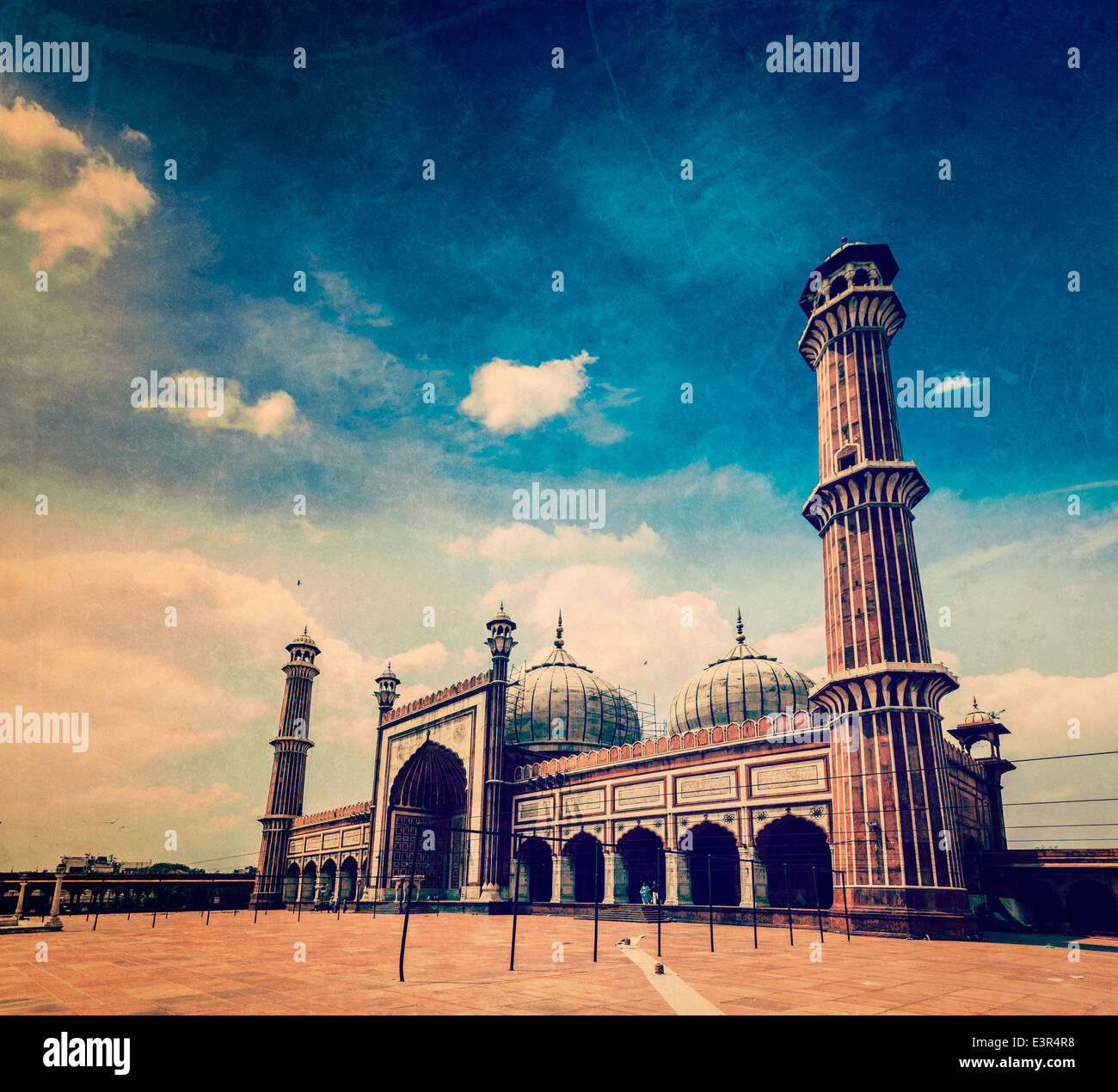 Vintage retro hipster style travel image of Jama Masjid - largest ...