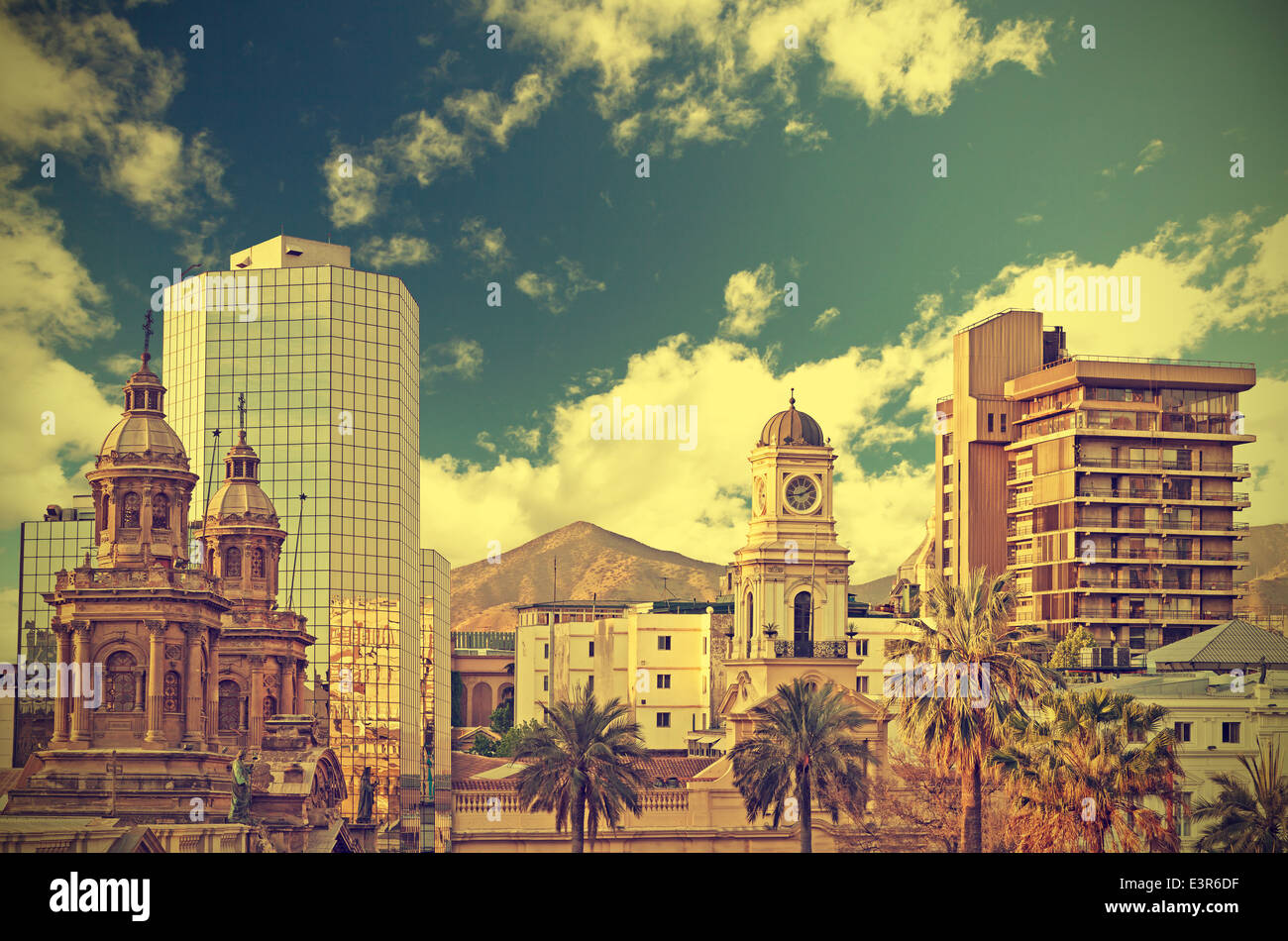 Santiago de Chile downtown, modern buildings mixed with old, Chile ...