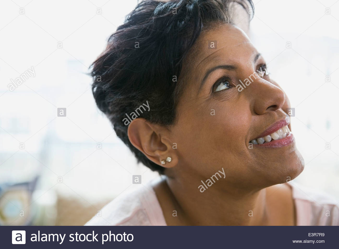 Profile View Woman Looking Up
