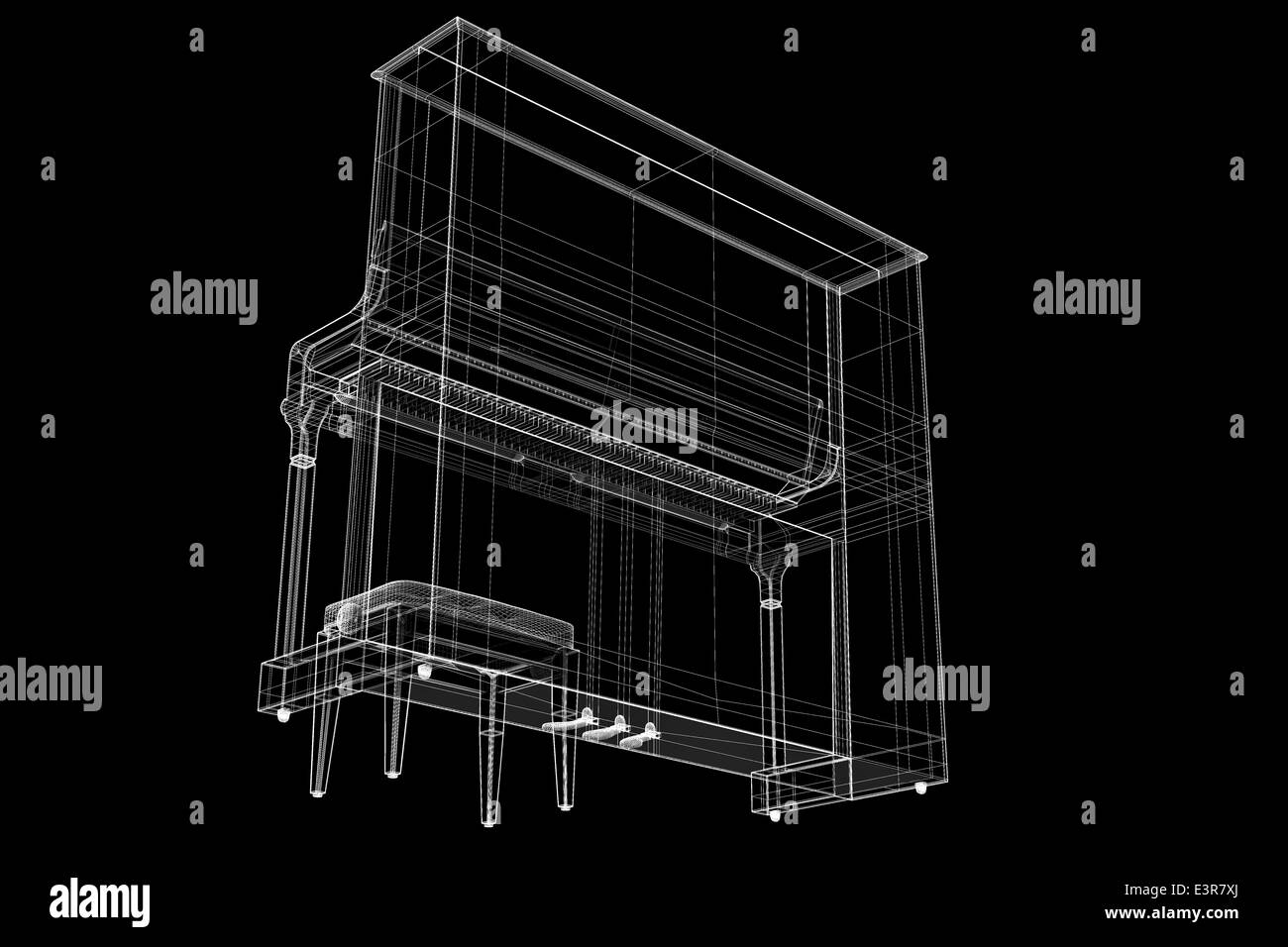 Antique Piano with path, 3D model body structure, wire model Stock ...