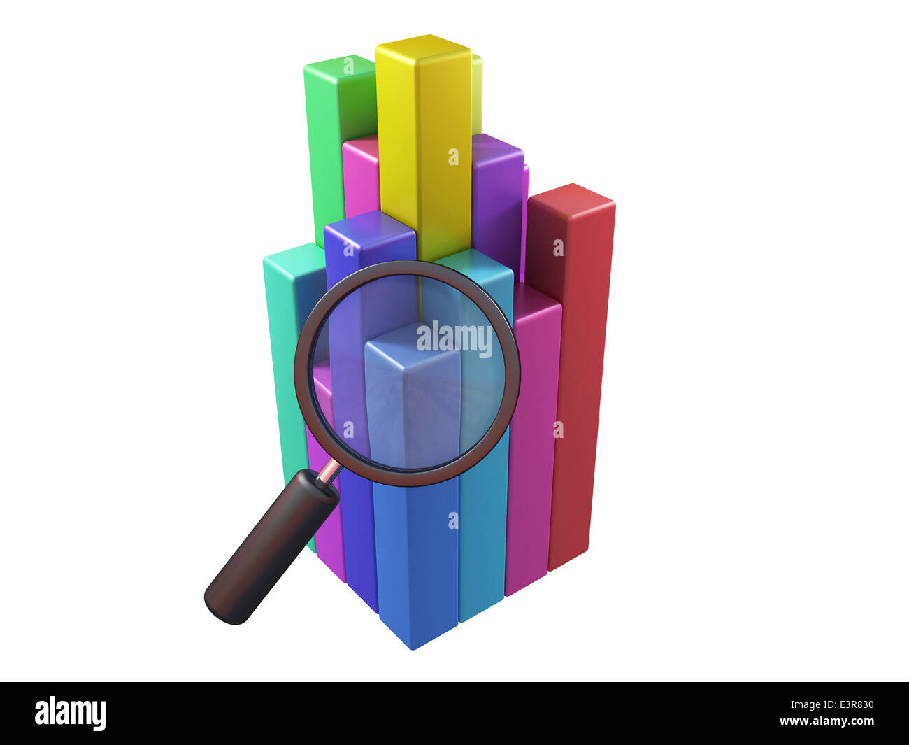 Magnifying glass and chart Stock Photo - Alamy