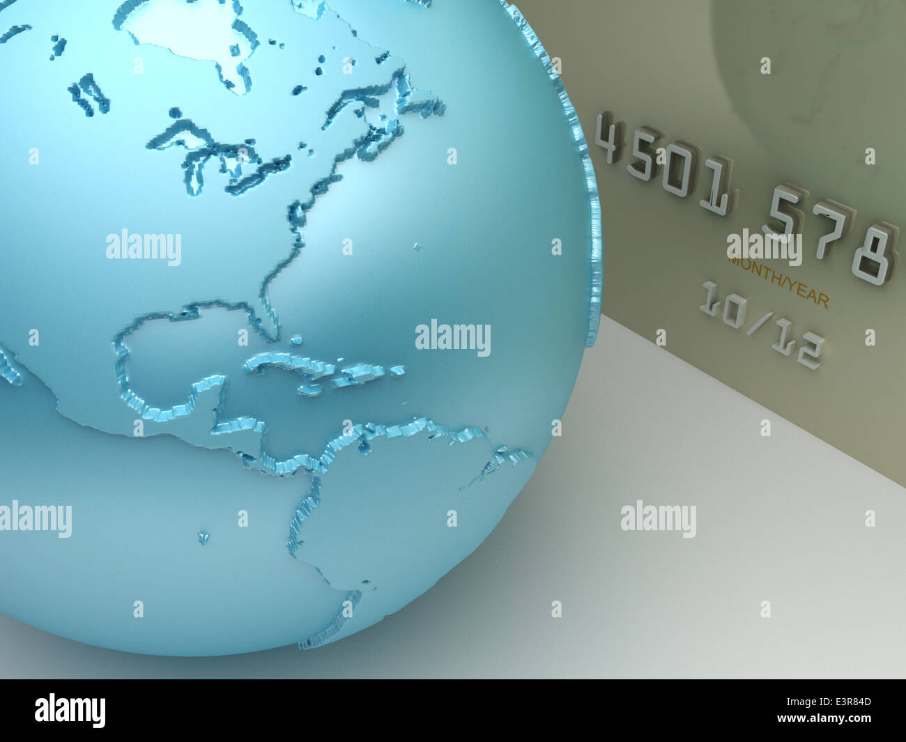 Payment concept. Credit card with a world map Stock Photo - Alamy