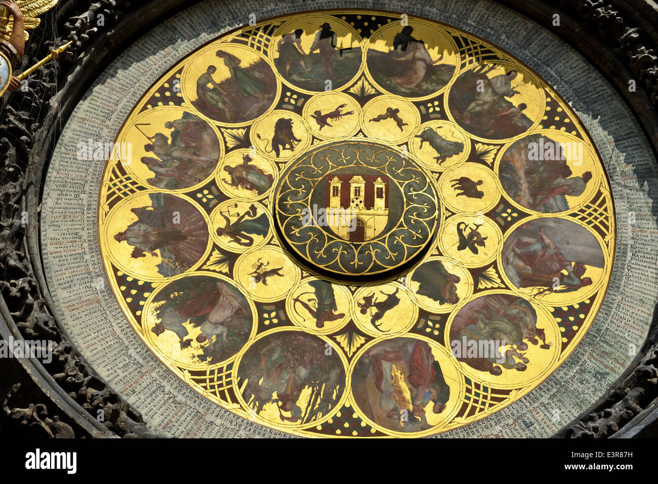 The famous astronomical clock with a zodiac disk from the old town ...