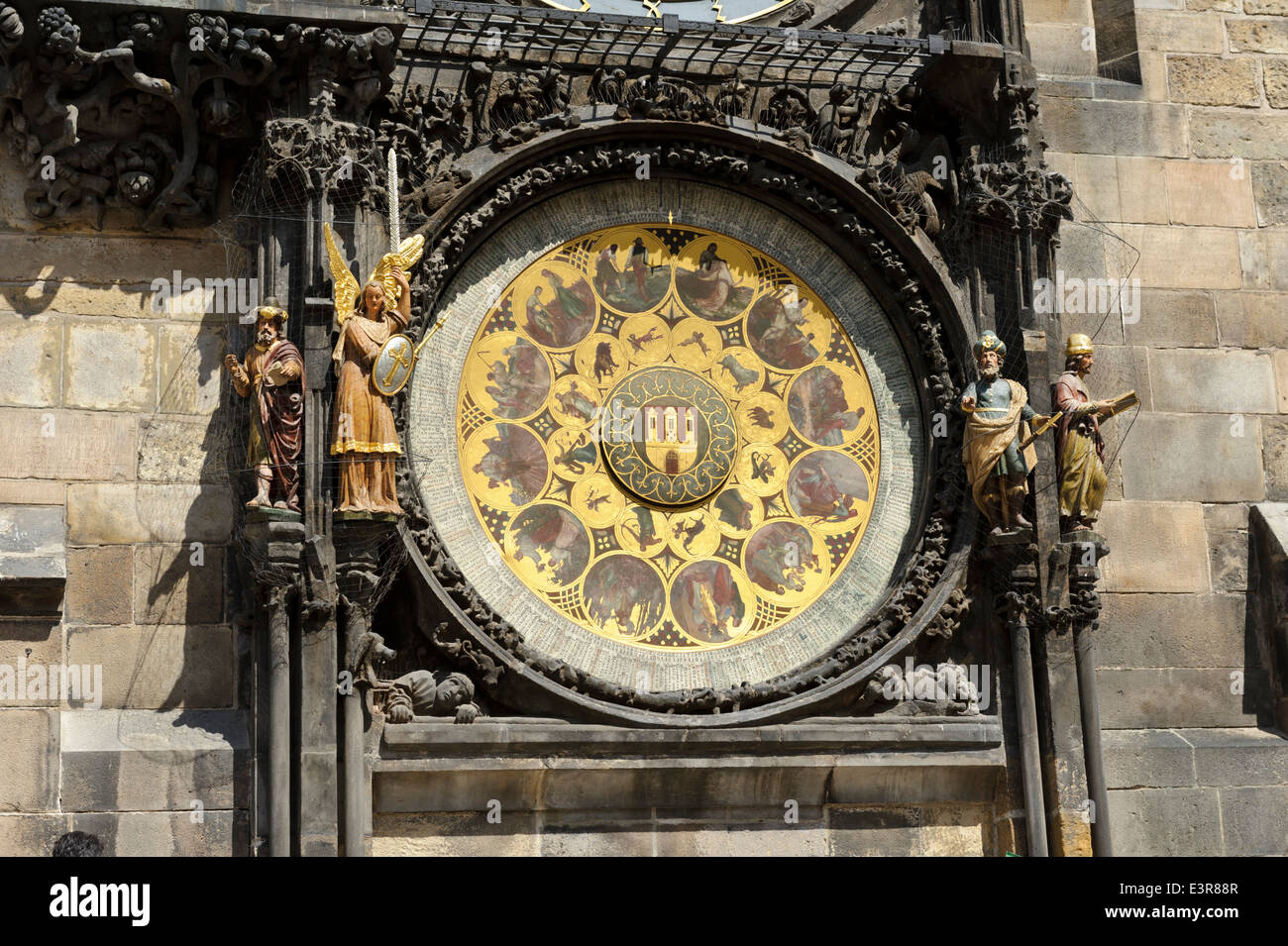 The famous astronomical clock with a zodiac disk from the old town ...