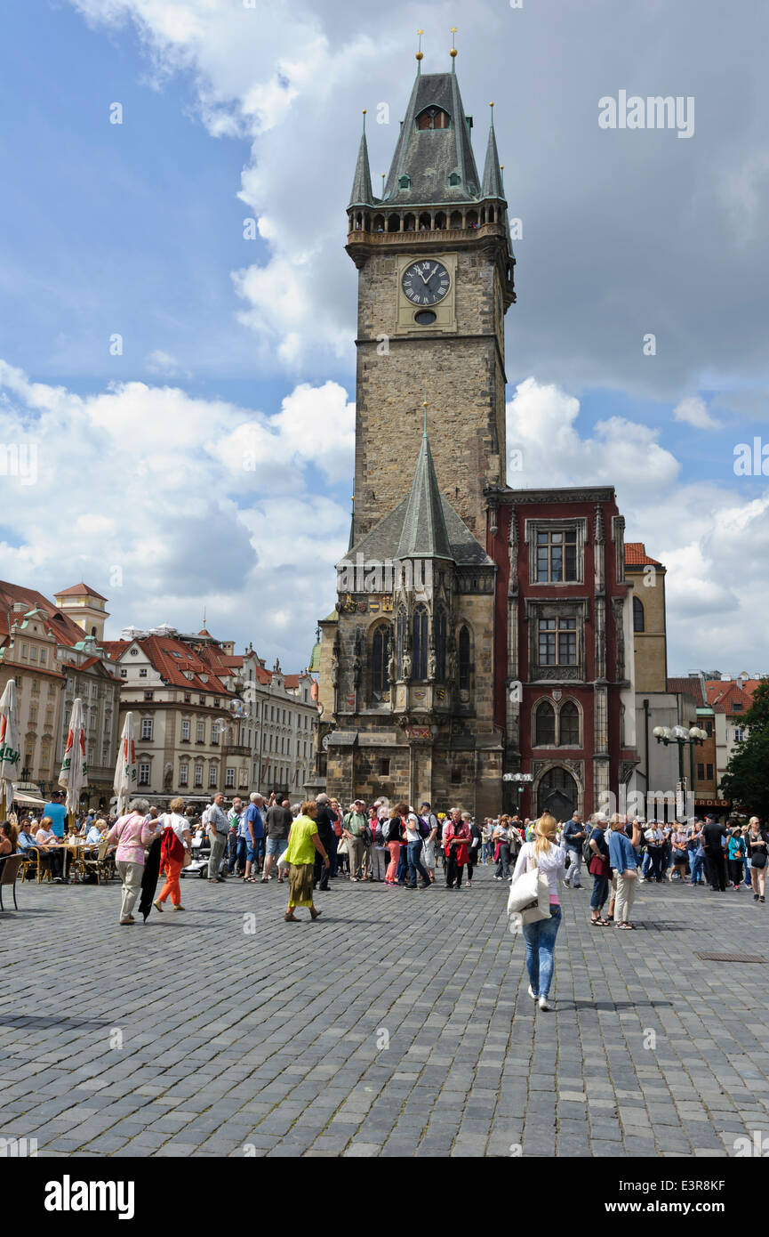 The famous Old Town Square with the iconic astronomical clock tower ...