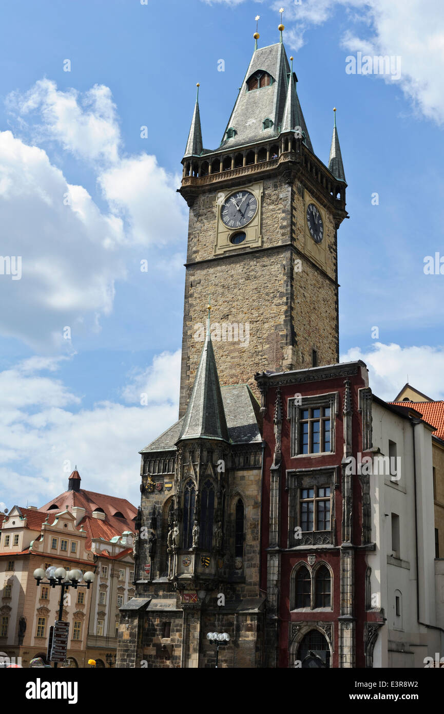 The famous Old Town Square with the iconic astronomical clock tower ...