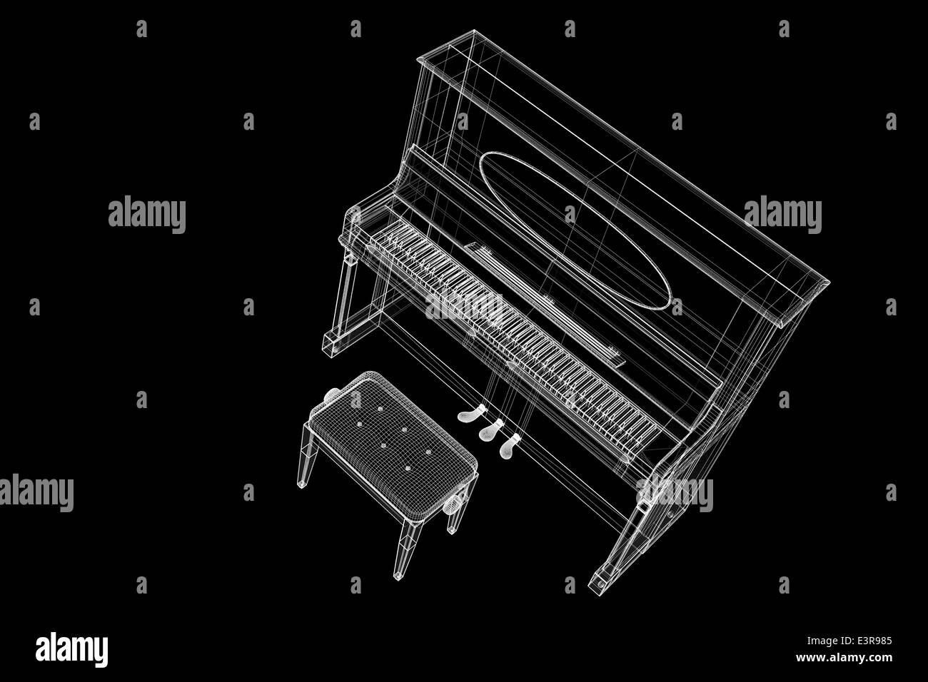 Antique Piano with path, 3D model body structure, wire model Stock ...