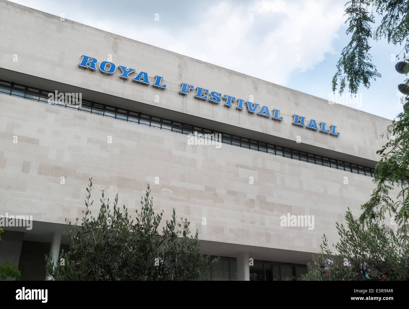 Royal Festival Hall name logo high on the exterior of the building on ...