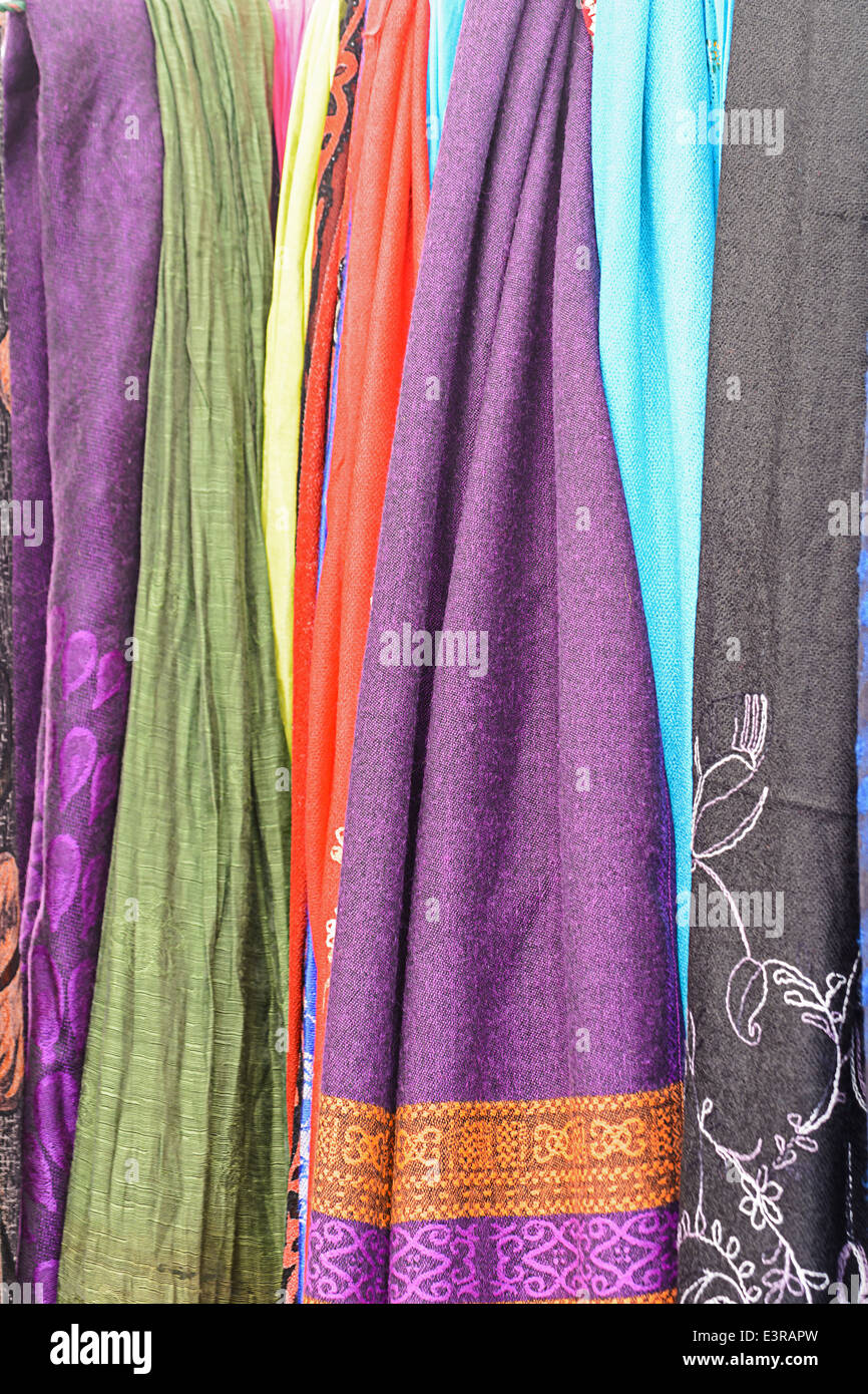 colorful fabric textures, hanging Stock Photo - Alamy