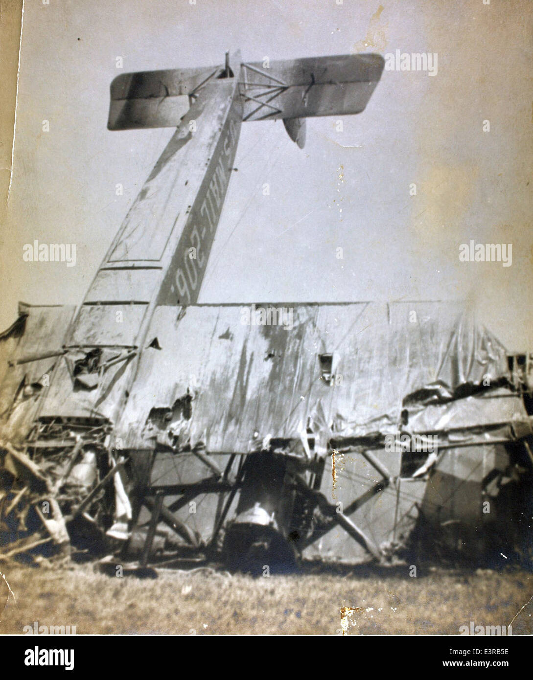 This photograph depicts the aftermath of an aircraft accident involving ...