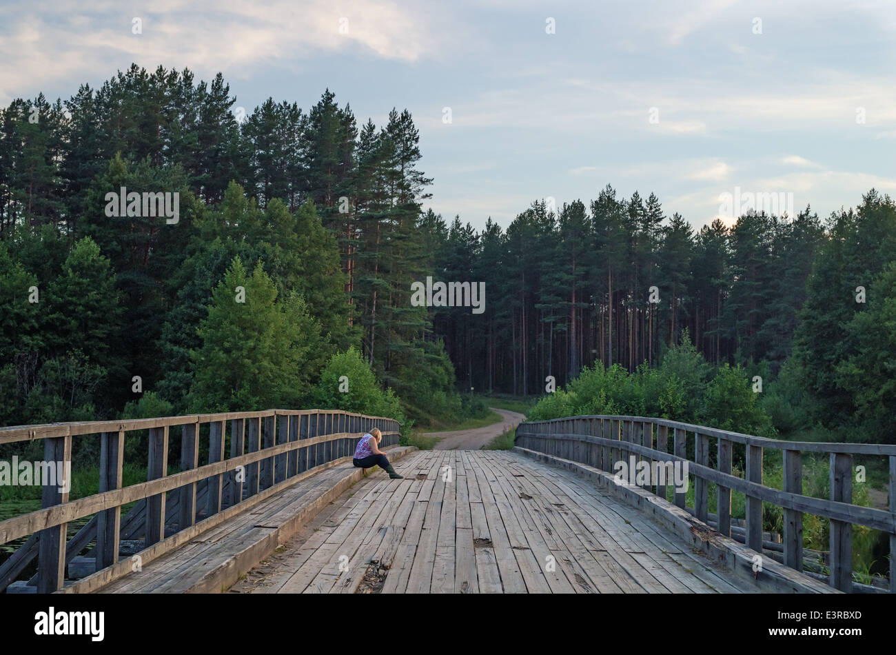 Village wooden bridge Stock Photo - Alamy