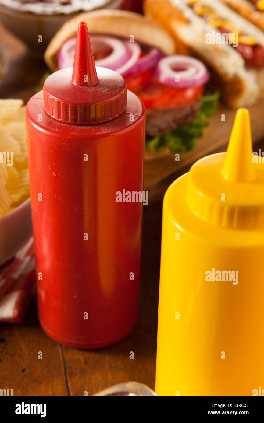 Organic Red Tomato Ketchup in a Bottle Stock Photo - Alamy