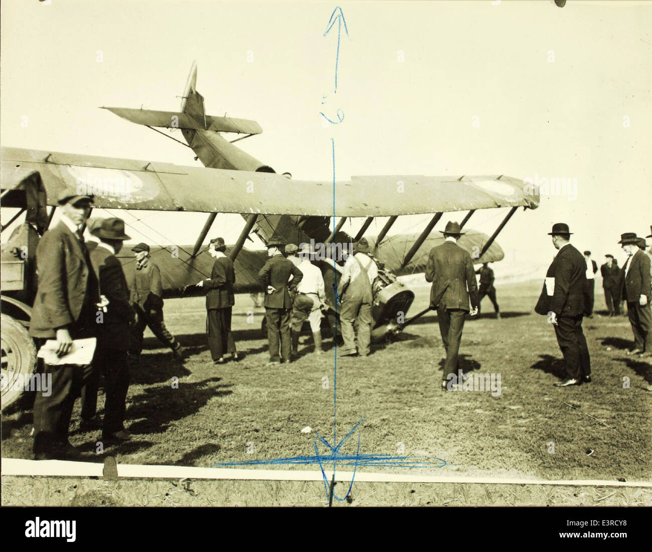 This photo documents an aircraft accident between 1917 and 1920, a ...