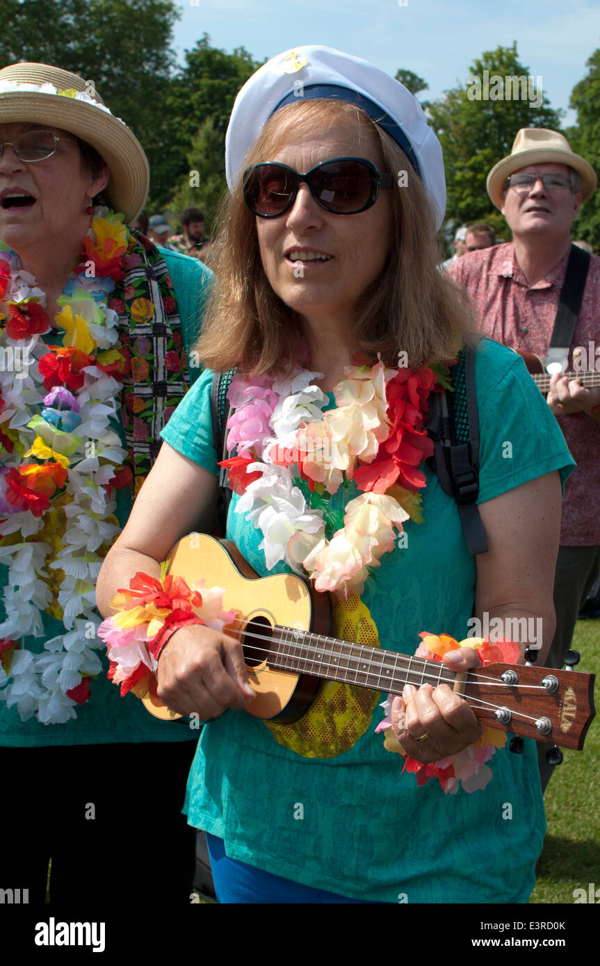 Ukulele woman playing festival hi-res stock photography and images - Alamy