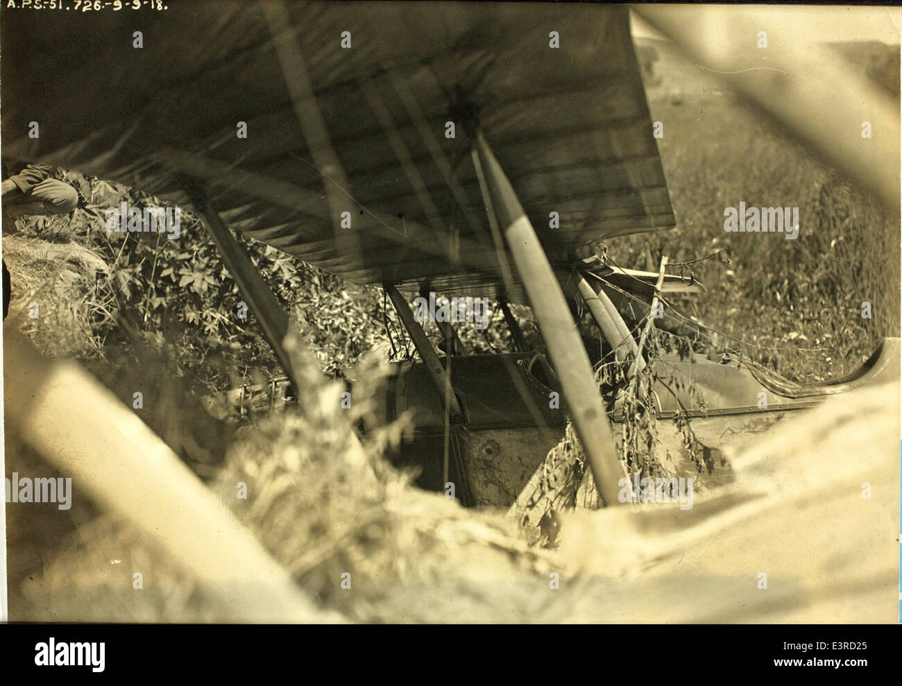 This photo depicts an aircraft accident from the 1917-1920 period ...
