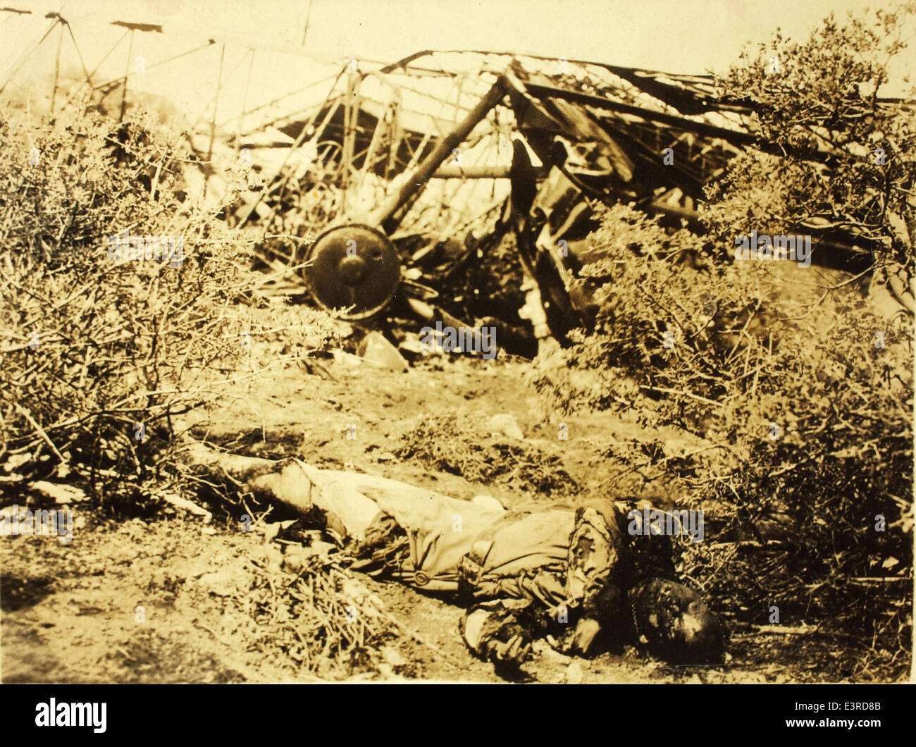This image depicts the aftermath of a fatal airmail plane crash. The ...