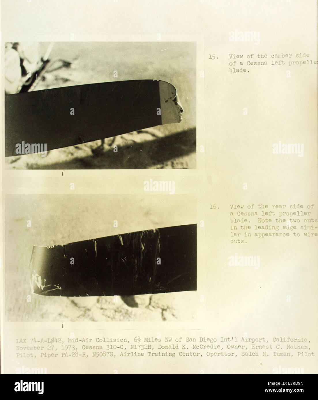 This image details a 1973 aircraft accident involving a crash between a ...