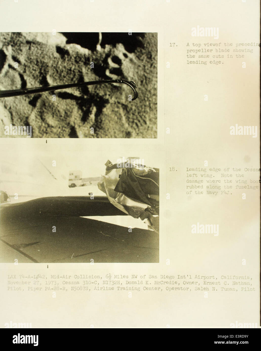 This 1973 aircraft accident involved a collision between a Cessna 310 ...