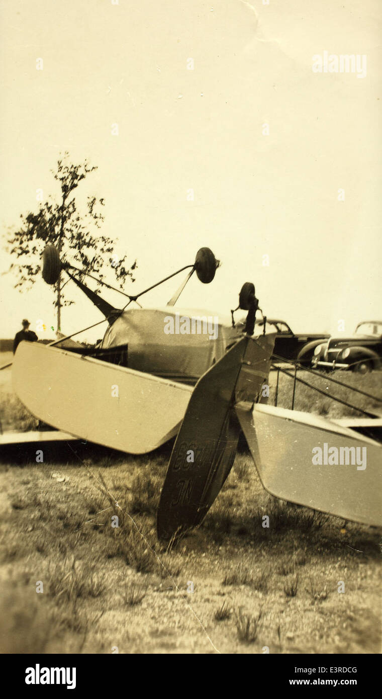 This image captures a tragic event involving a Porterfield aircraft in ...