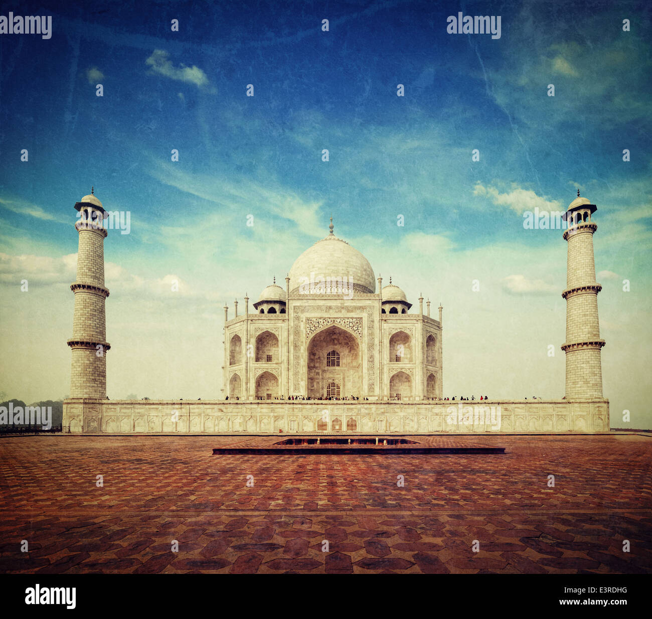 Vintage retro hipster style travel image of Taj Mahal. Indian Symbol ...