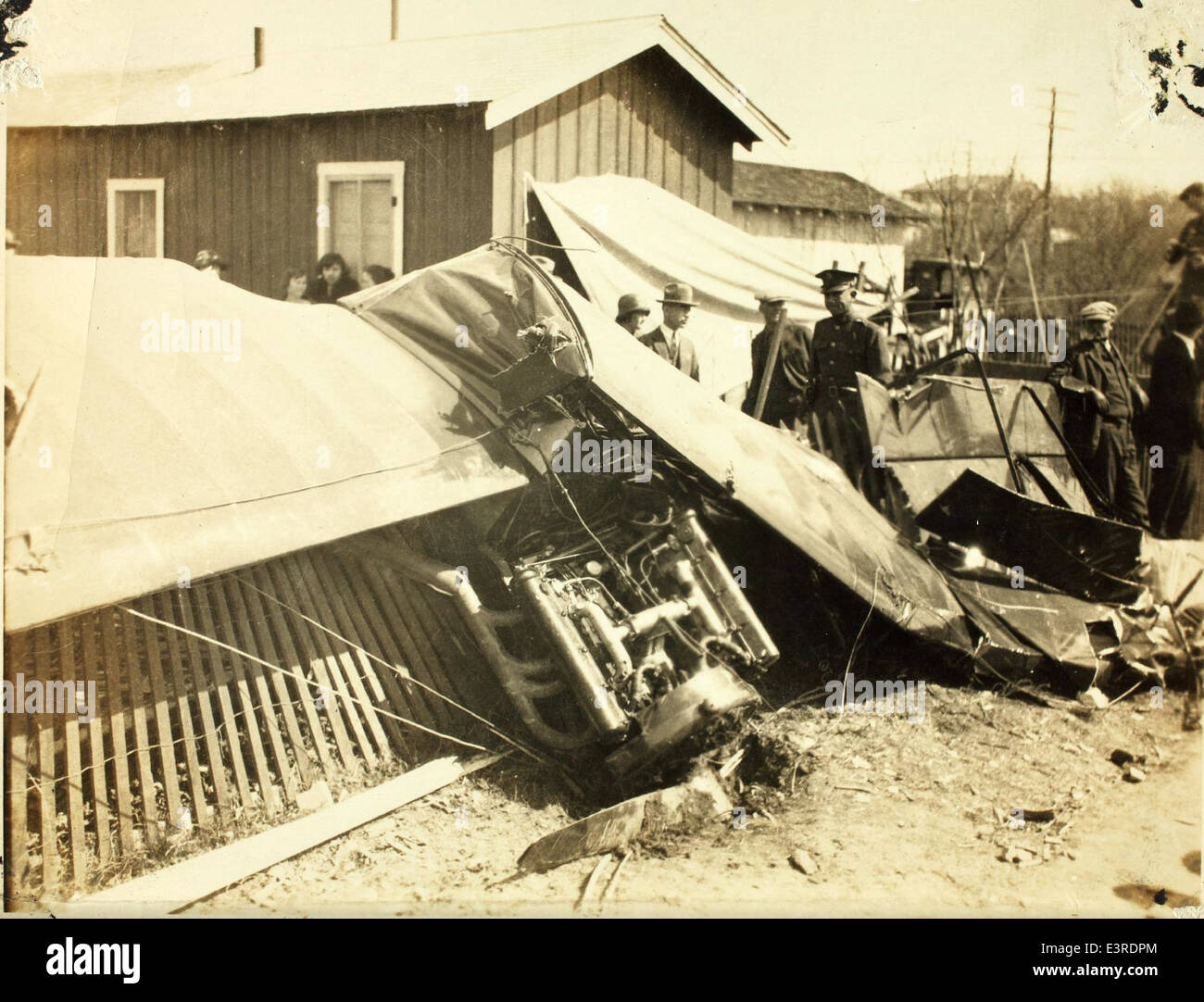 Photograph documenting an aircraft accident between 1917 and 1920 ...