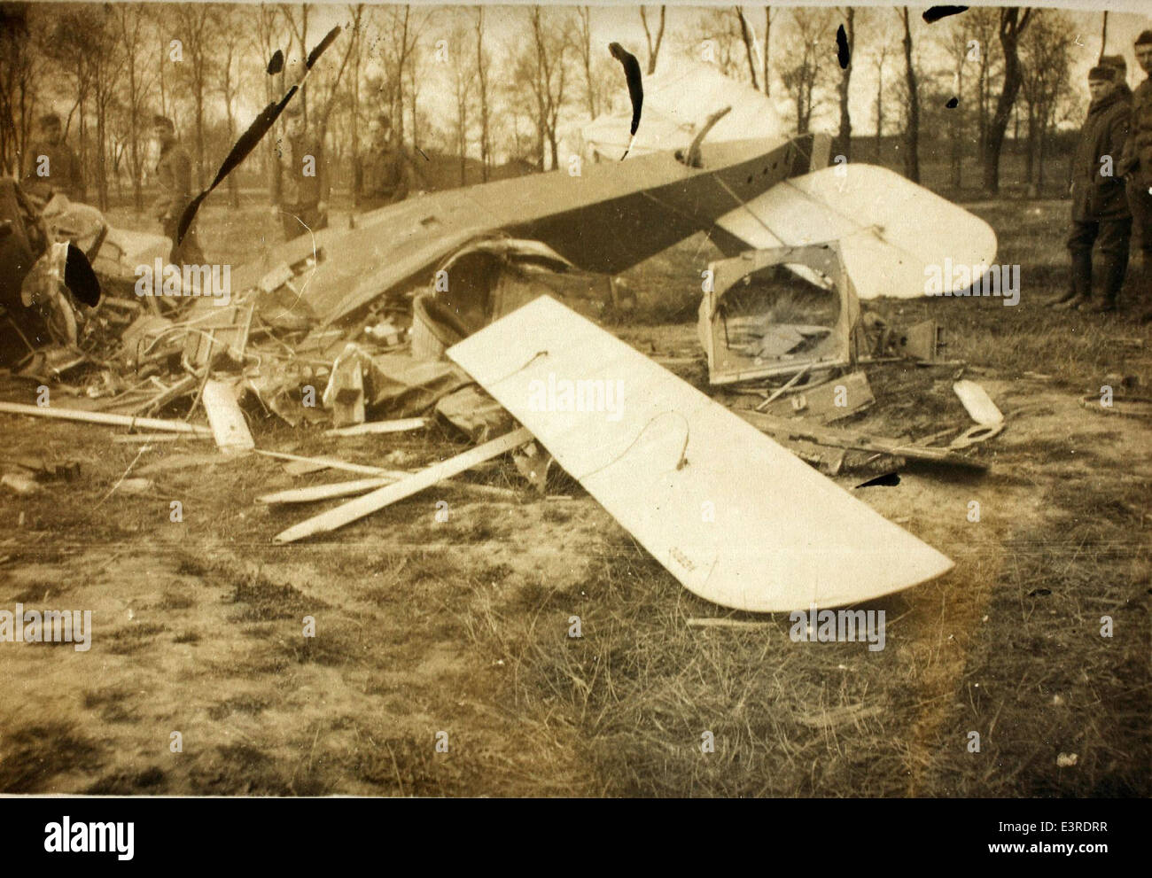 This photo documents an aircraft accident from 1917 to 1920 ...