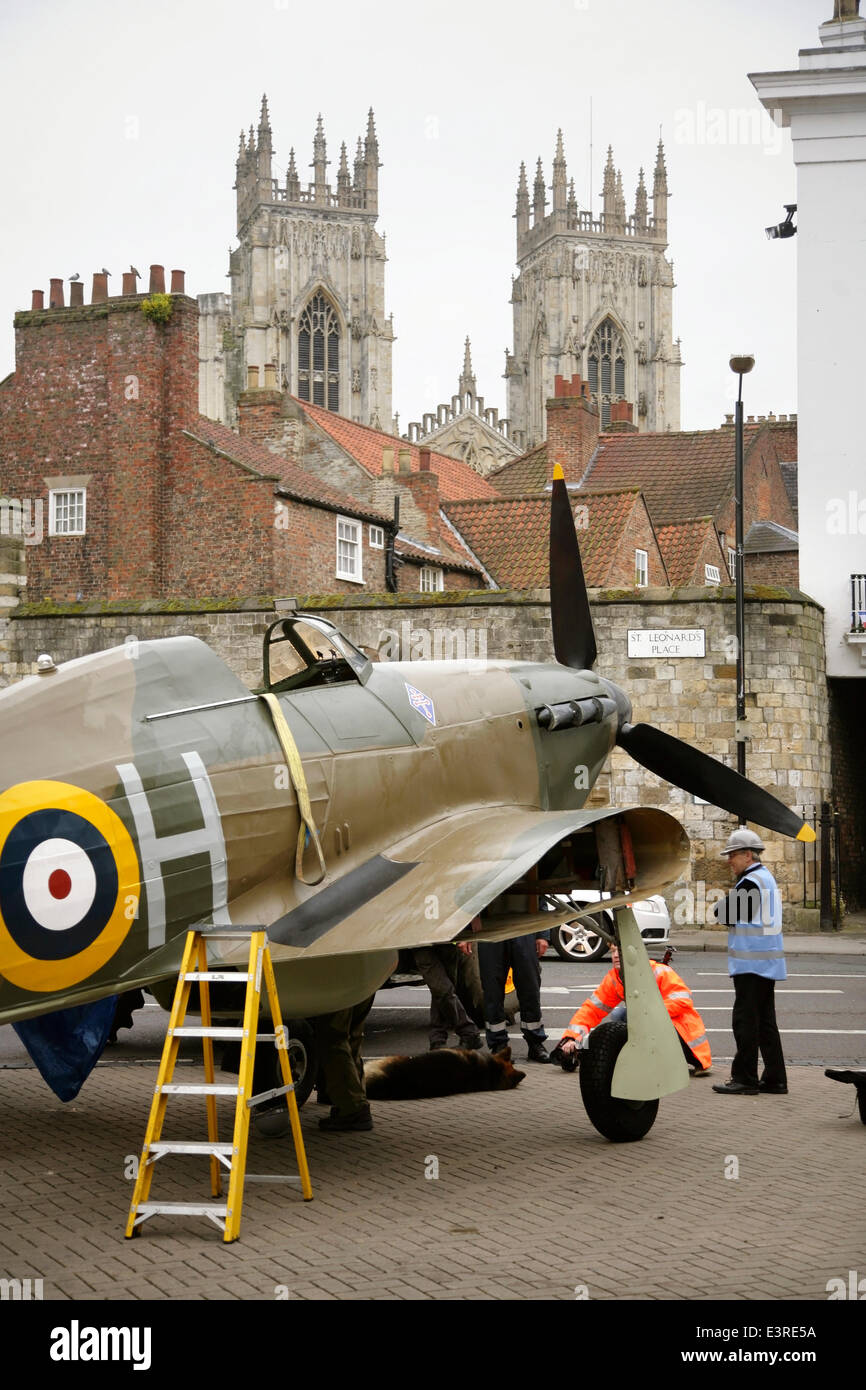 York, UK, 28 June 2014. A replica World War 2 Hawker Hurricane from the ...