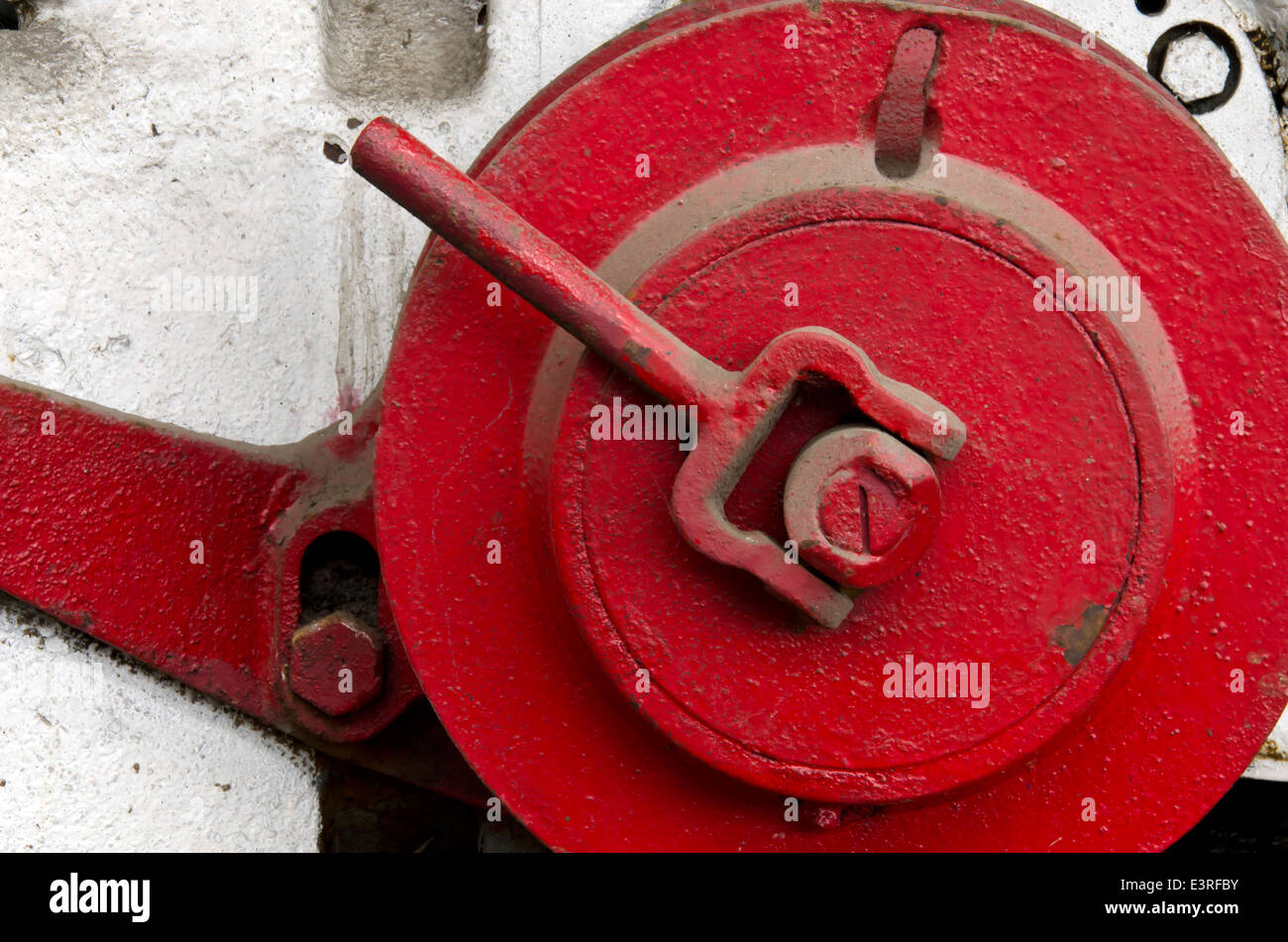 Lever mechanism from an old piece of coal mining machinery Stock Photo ...