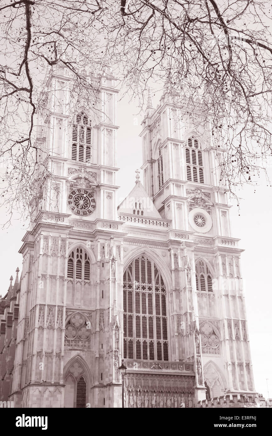 Westminster Abbey, London; England; UK in Black and White Sepia Tone ...