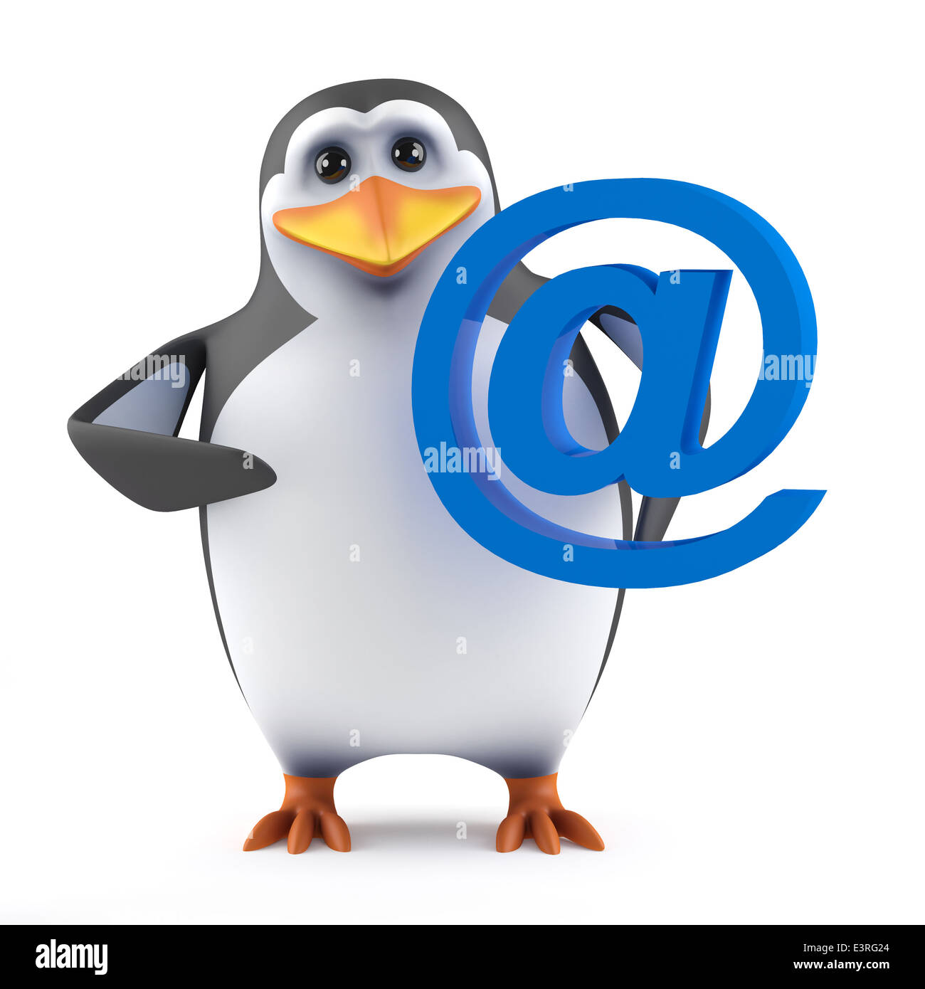 3d Penguin holds an email address symbol Stock Photo - Alamy