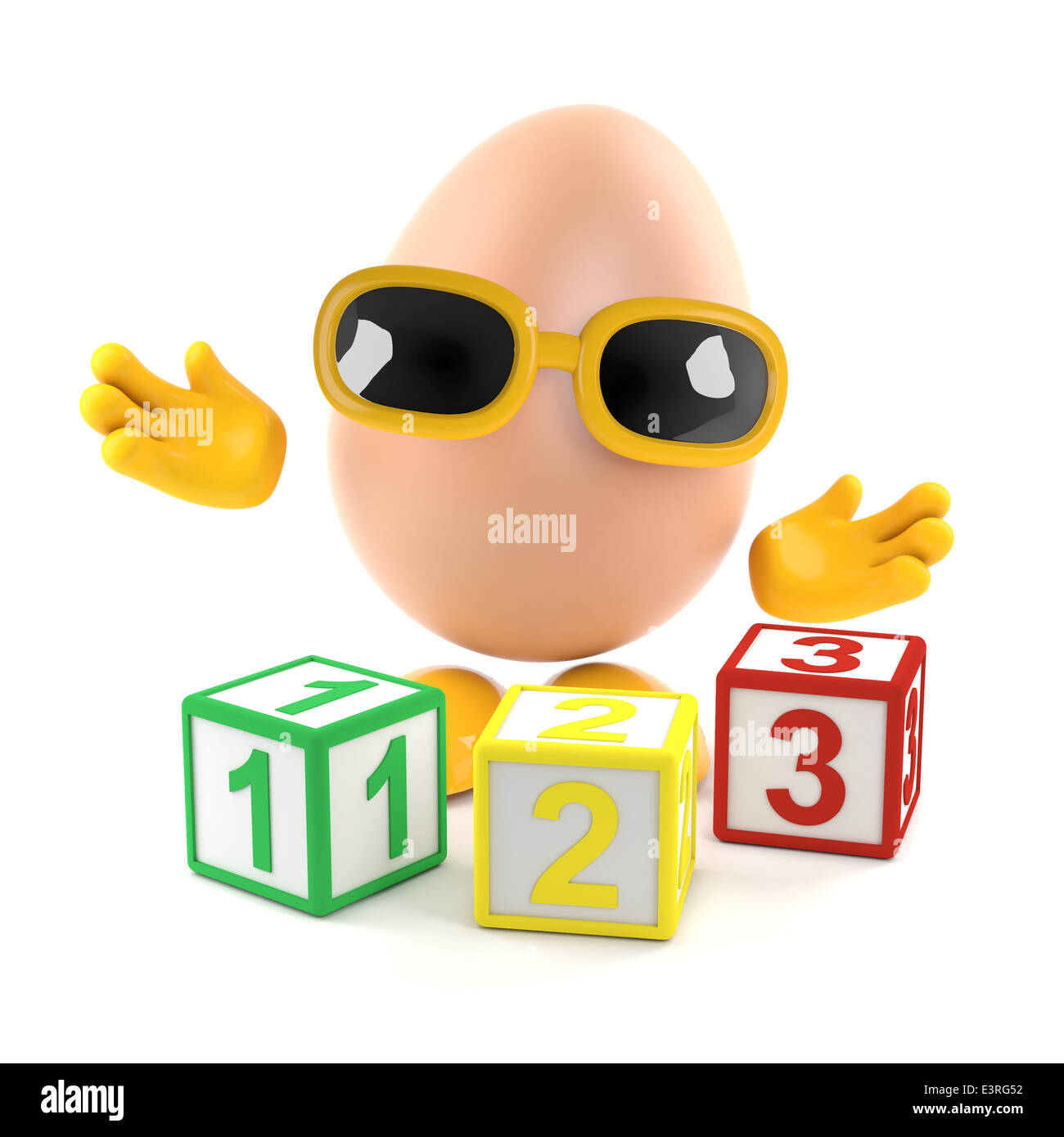 3d Egg man teaches how to count with counting blocks Stock Photo - Alamy