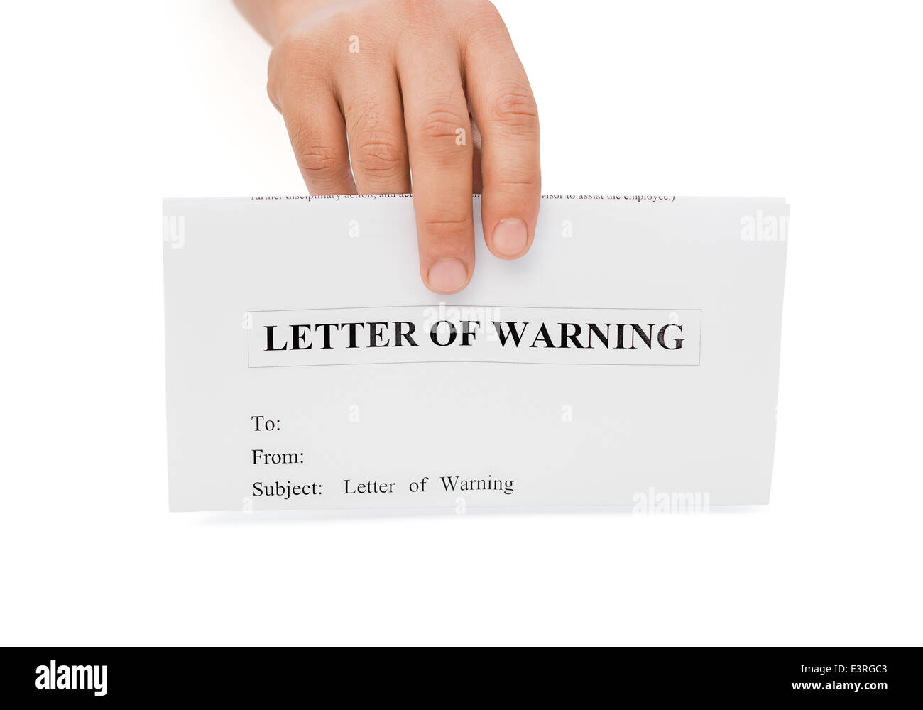 man's hand holding a letter of warning with clipping path Stock Photo ...