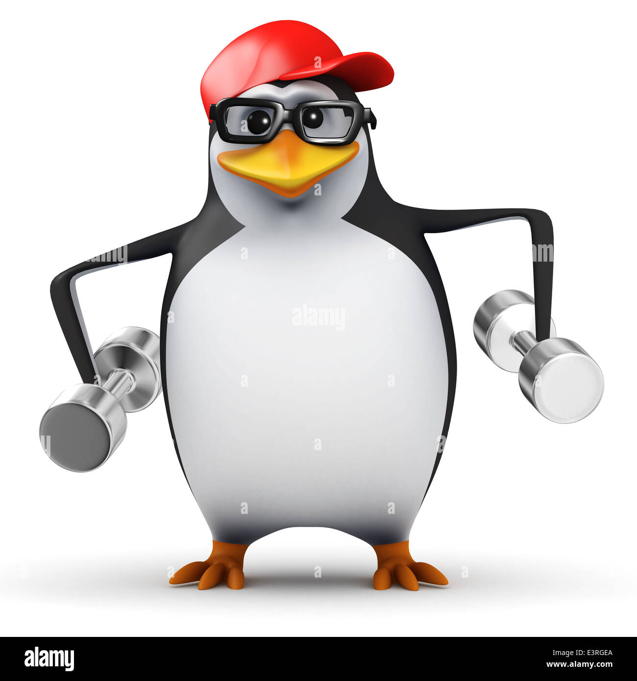 3d Academic penguin lifting weights to stay fit and healthy Stock Photo ...
