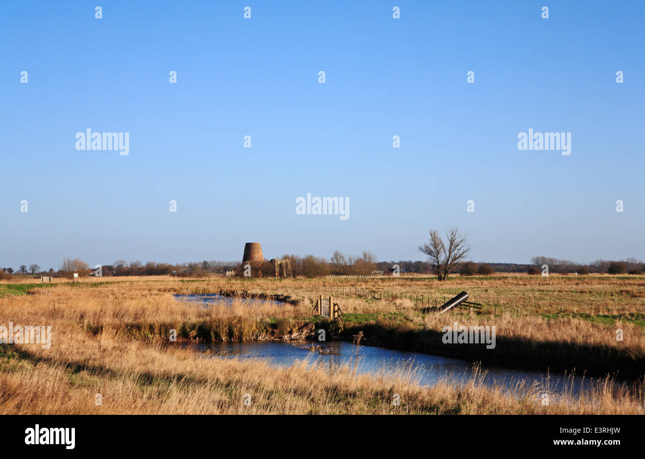 A view of South Walsham marshes on the Norfolk Broads with St Benet's ...
