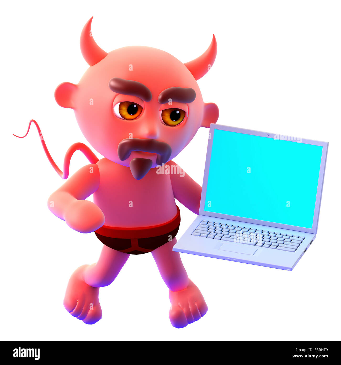 3d Devil uses a laptop Stock Photo - Alamy