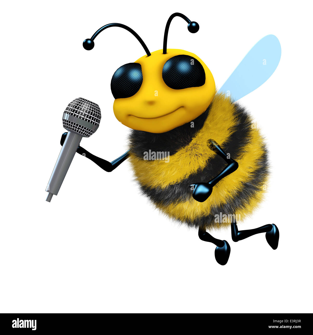 3d Honey bee loves to sing into his microphone Stock Photo - Alamy