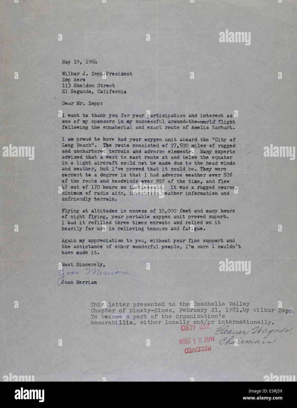 Letter to Zepp Wilbur fromJoan Merriam Stock Photo - Alamy