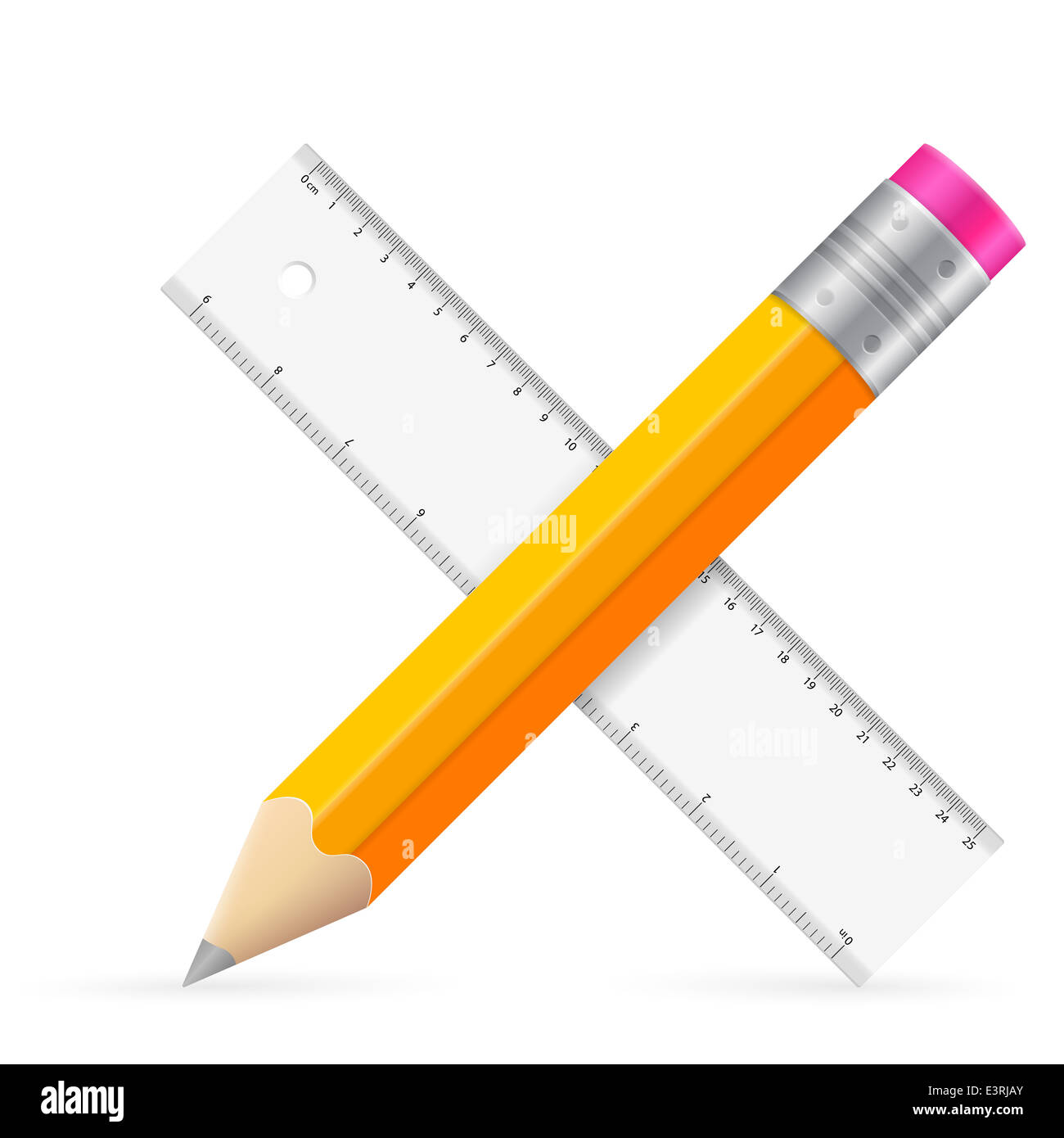 Pencil and ruler icon on a white background Stock Photo - Alamy