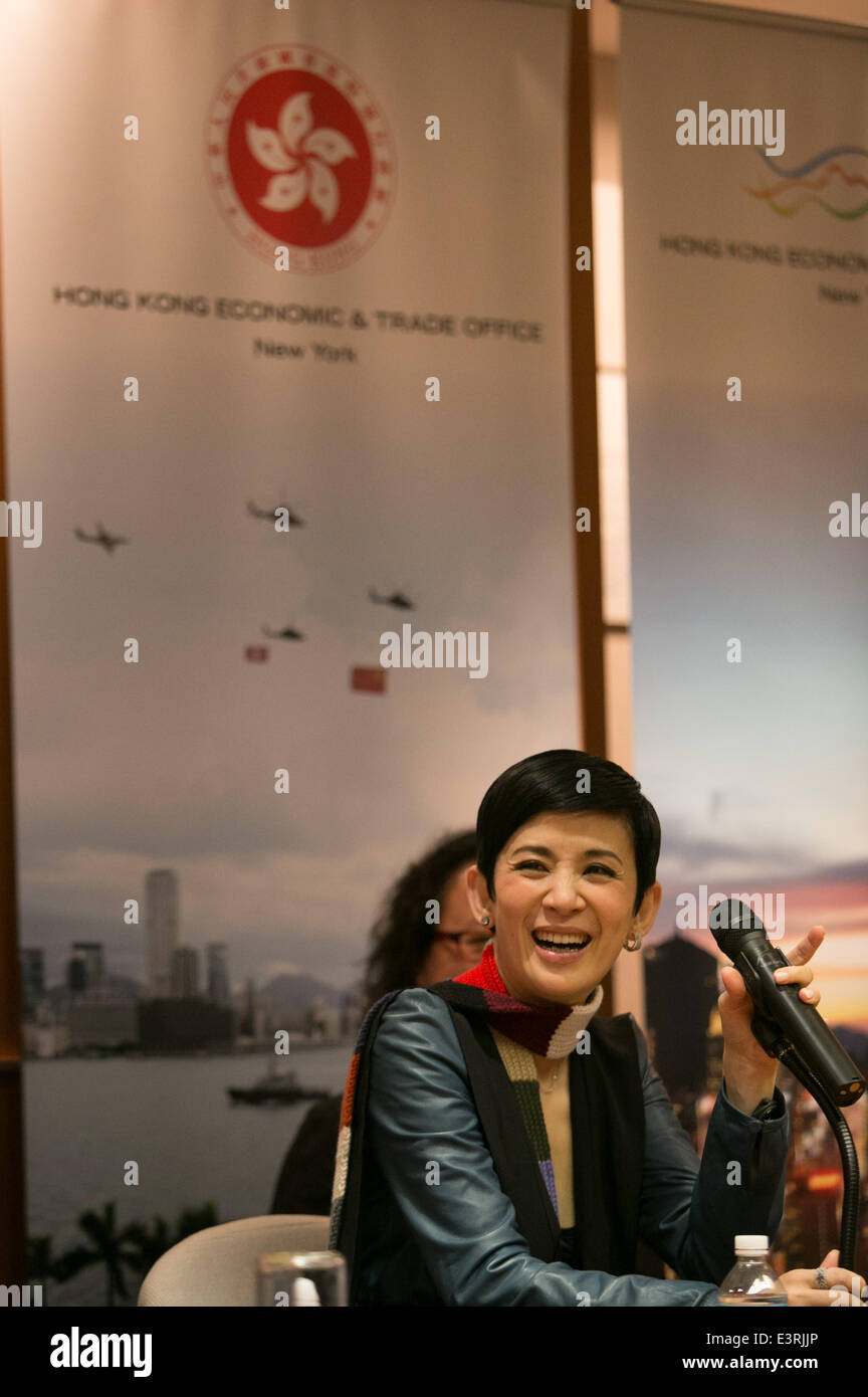 New York, USA. 27th June, 2014. Actress Sandra Ng reacts during a press ...