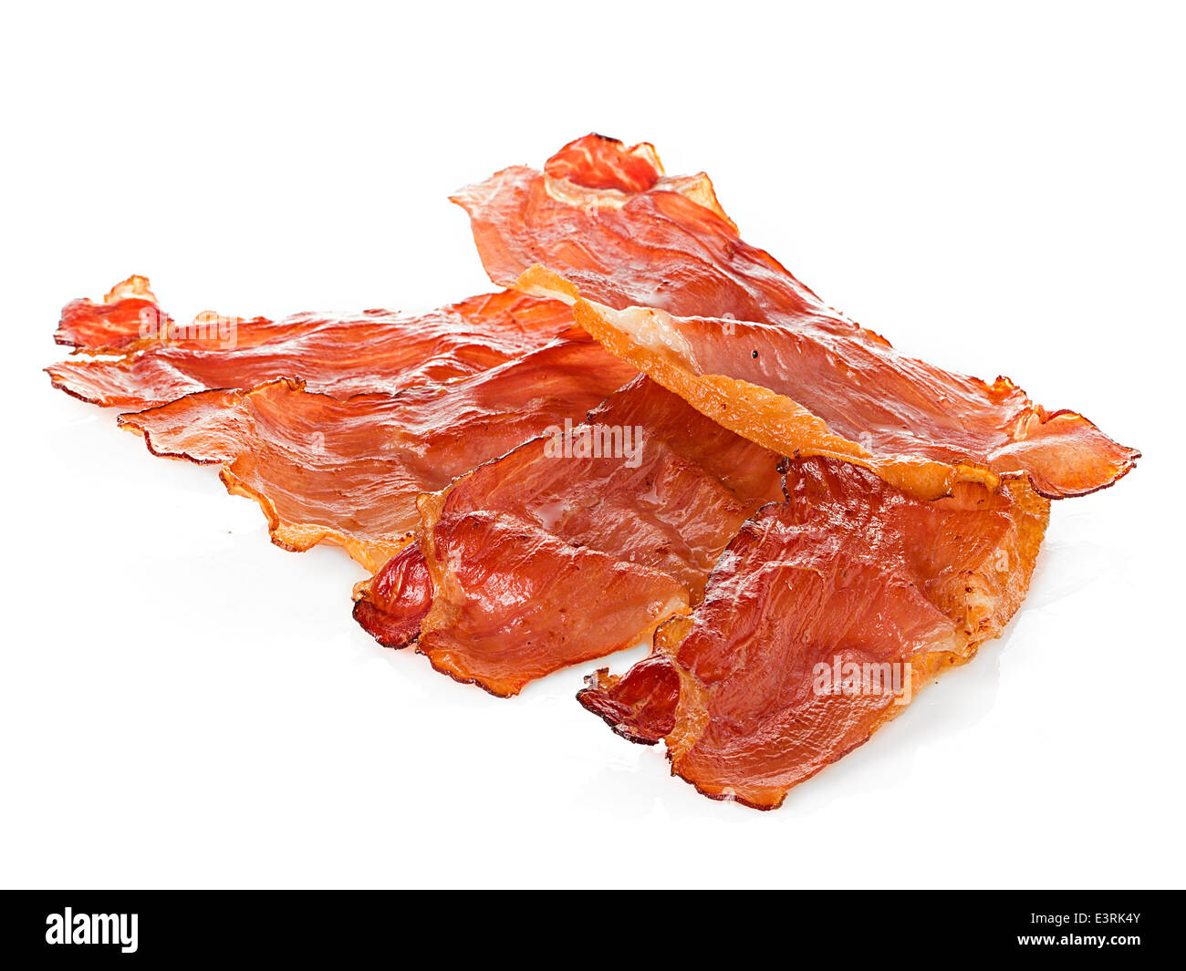 bacon close-up isolated on white background Stock Photo - Alamy