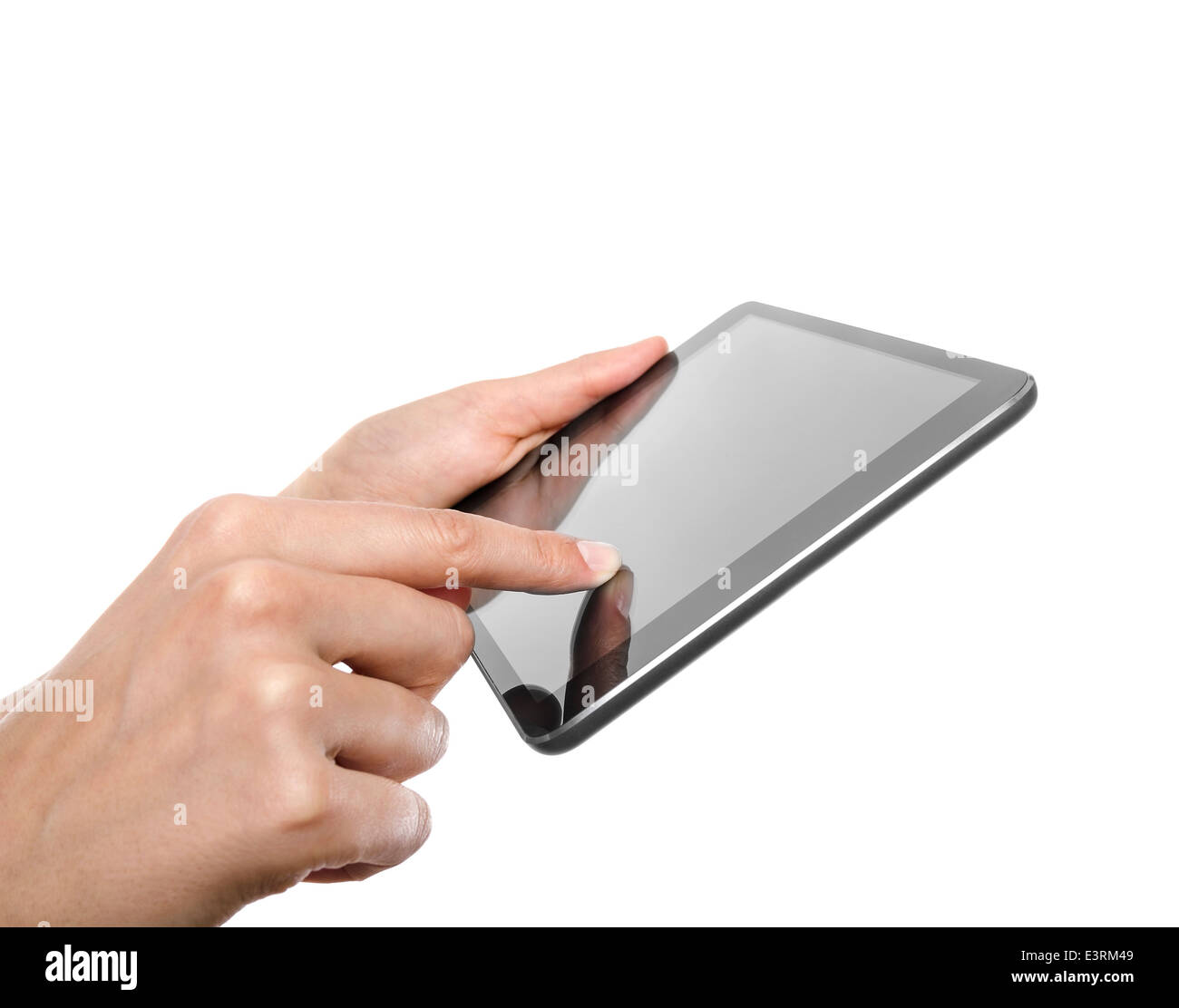 Female teen hands holding generic tablet pc, isolated Stock Photo - Alamy