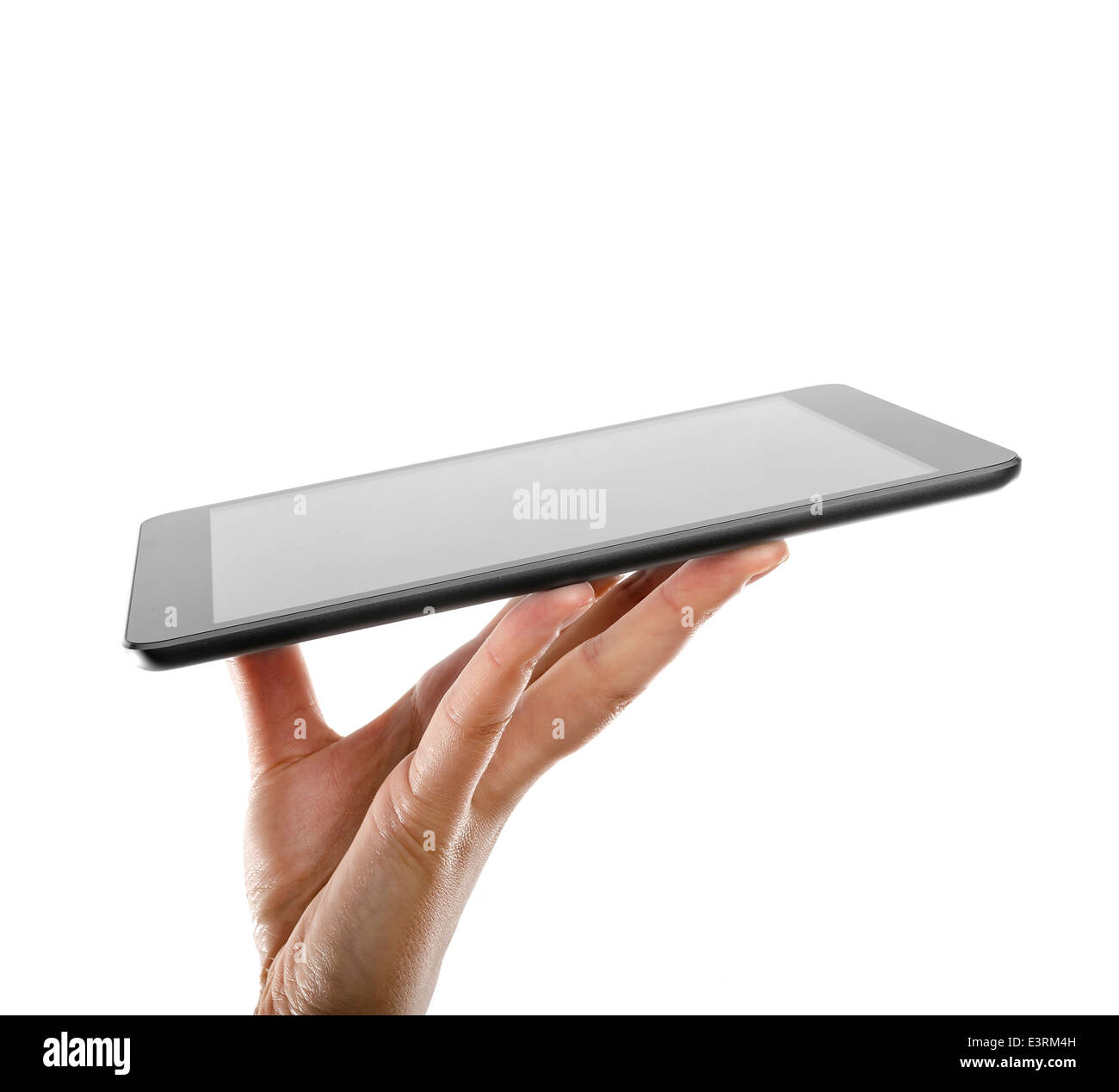 Female teen hands holding generic tablet pc, isolated Stock Photo - Alamy