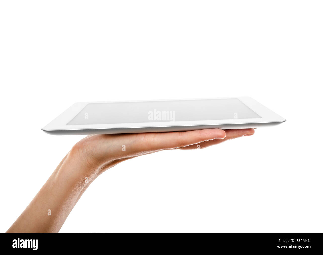 Female teen hands holding generic tablet pc, isolated Stock Photo - Alamy