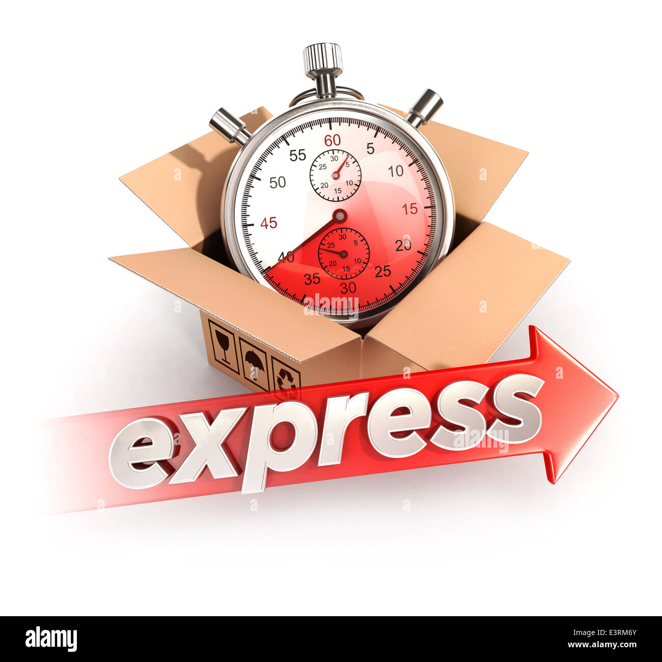 3d express delivery concept, isolated white background, 3d image Stock ...